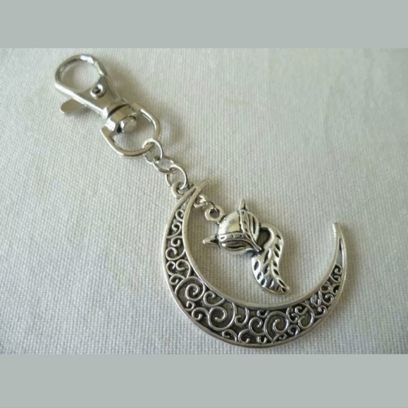 Accessories | New New Metal Fox In Crescent Moon Silver Tone Keychain ...